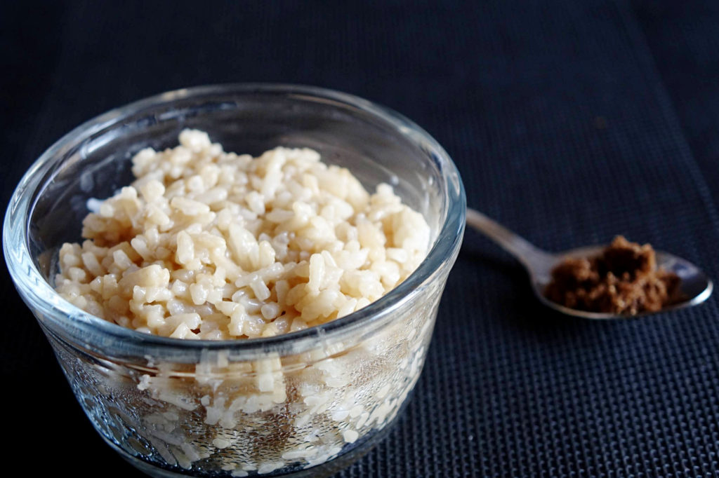 Restes de riz convertis en dessert (version sucre muscovado ou crème de ...